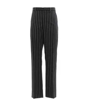 Burberry Pinstripe Twill Casual Trousers - Black