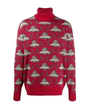 Undercover Limited Edition High-necked Wool Pullover - Red