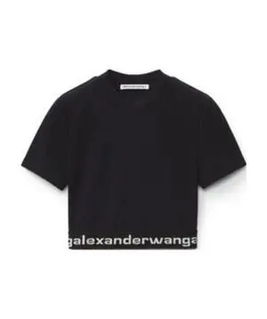 Alexander Wang Logo-tape Cropped T-shirt - Black