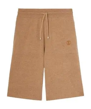 Burberry Logo-embroidered Cashmere Shorts - Nude