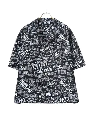 We11Done All-over Logo Print Short-sleeved Shirt - Black