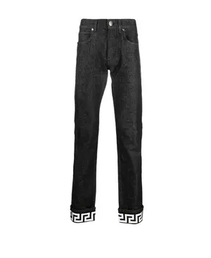 Versace Greek Key Print Denim Jeans