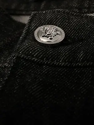 Versace Greek Key Print Denim Jeans