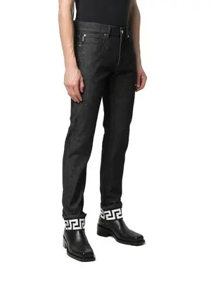 Versace Greek Key Print Denim Jeans