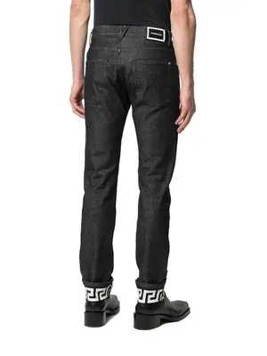 Versace Greek Key Print Denim Jeans