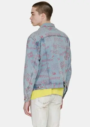 We11Done Graffiti Print Denim Jacket