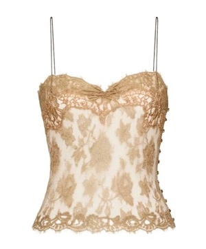 Saint Laurent Lace Camisole With Metallic Floral Motif
