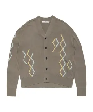 Acne Studios Argyle Knit Cardigan - Gray