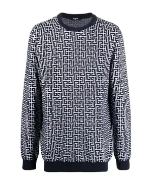 Balmain Motif-print Long-sleeve Jumper - Black