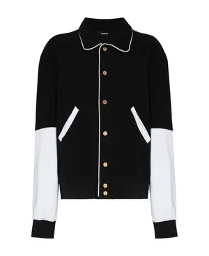 We11Done Logo Print Varsity Bomber Jacket - Black