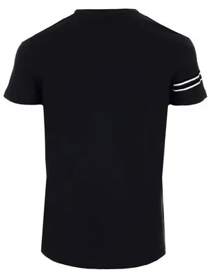 Balmain Flocked Cotton T-shirt With White Logo Print
