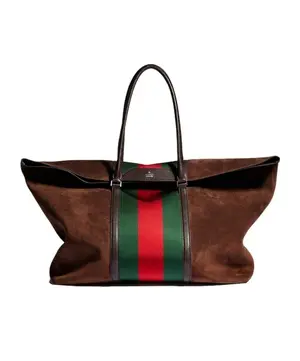 Gucci Medium Duffle Bag With Web Detail - Brown