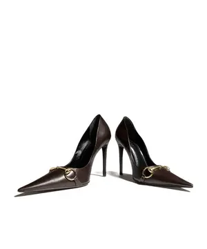 Gucci Donna Pump With Horsebit Detail - Dark Brown