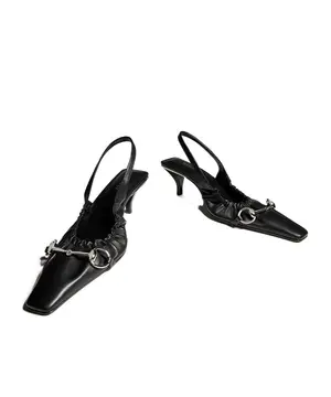 Gucci Vittoria Slingback Pumps With Horsebit Detail - Black