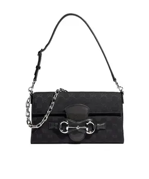 Gucci Horsebit Ristretto Medium Shoulder Bag - Black