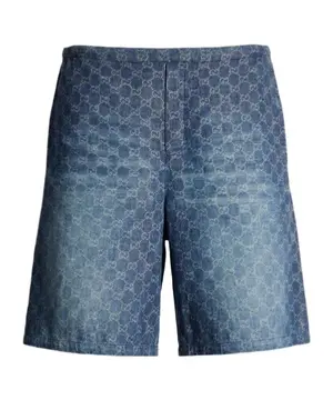 Gucci Gg Chambray Cotton Denim Shorts