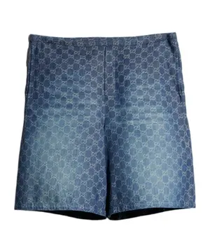 Gucci Gg Chambray Cotton Denim Shorts - Blue