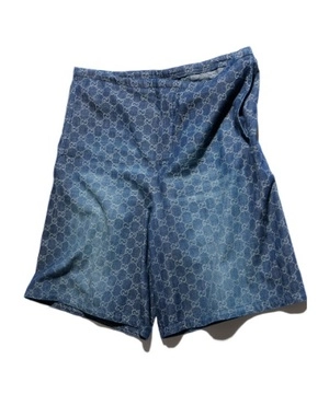 Gucci Gg Chambray Cotton Denim Shorts - Blue