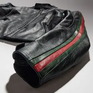 Gucci Leather Biker Jacket With Web Detail