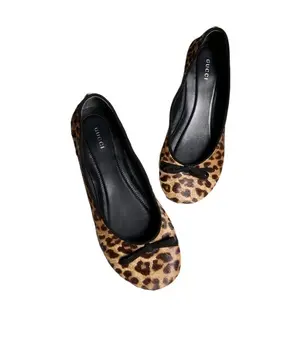 Gucci Ballerina Flats With Bamboo Trim - Brown/black