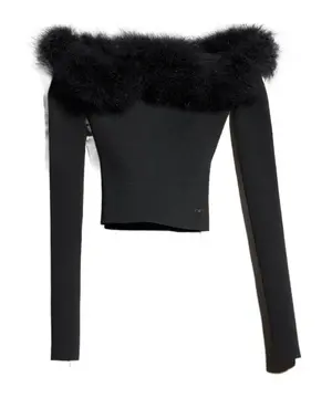 Gucci Rib Viscose Off-the-shoulder Top - Black
