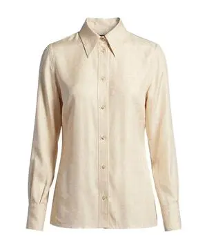 Gucci Silk Habotai Jacquard Shirt With Crest Detail