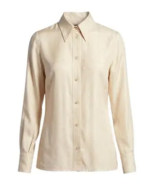 Gucci Silk Habotai Jacquard Shirt With Crest Detail