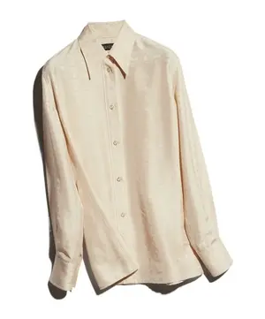 Gucci Silk Habotai Jacquard Shirt With Crest Detail