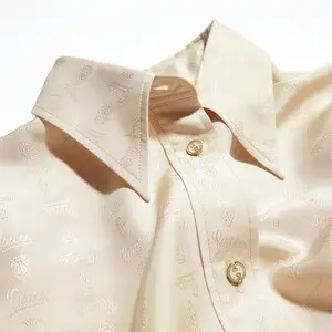 Gucci Silk Habotai Jacquard Shirt With Crest Detail