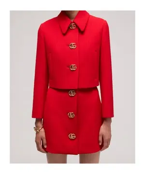 Gucci Crêpe Wool Jacket With Double G Button