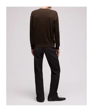 Gucci Ribbed V-neck Sweater With Double G Embroidery - Dark Brown