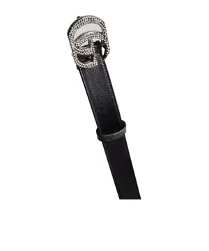 Gucci Belt With Embellished Double G Buckle - Black