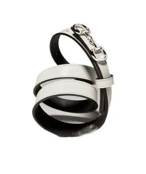 Gucci Thin Belt With Horsebit Buckle - White