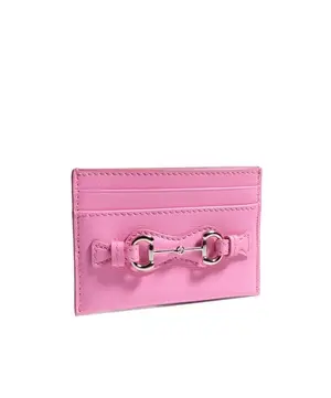 Gucci Card Case With Horsebit - Bright Pink