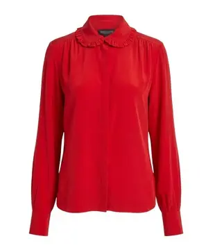 Gucci Silk Crêpe De Chine Shirt With Embroidery - Red
