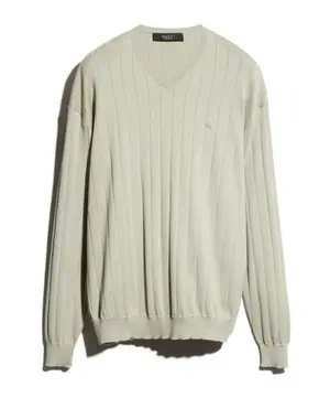 Gucci Ribbed Silk Cotton V-neck Sweater - Light Brown