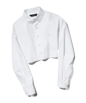 Gucci Cropped Cotton Poplin Shirt With Crest Embroidery