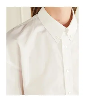 Gucci Cropped Cotton Poplin Shirt With Crest Embroidery