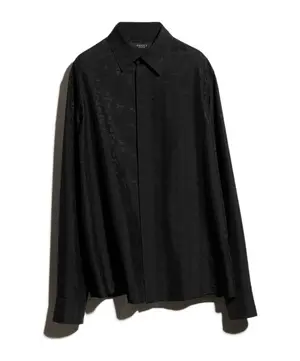 Gucci Silk Habotai Shirt With Jacquard Detail - Black