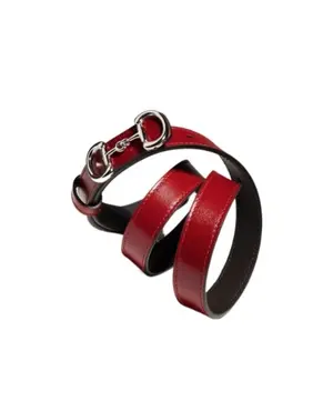 Gucci Gucci Red Leather Horsebit Belt Red