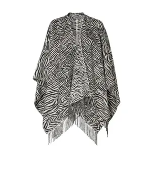 Fendi Wool Poncho With Tiger Animalier Print - Multi-color
