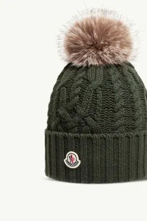 Moncler Wool Cashmere Blend Beanie With Pom Pom
