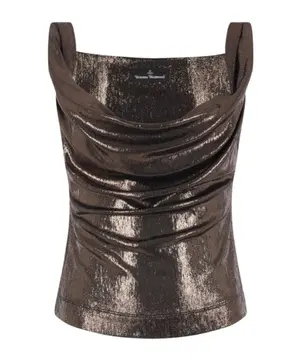 VIVIENNE WESTWOOD Draped Metallic-effect Top - Bronze