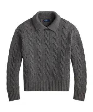 Polo Ralph Lauren Cable-knit Polo-collar Wool Sweater - Grey