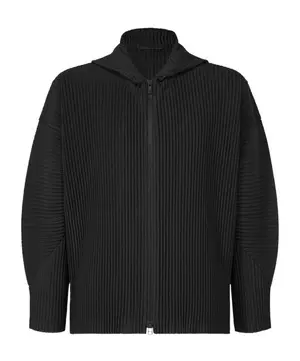 Issey Miyake Pleated Zip-up Hoodie - Black
