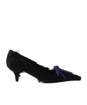 Prada Feather-embellished Satin Pumps - Black