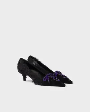 Prada Feather-embellished Satin Pumps