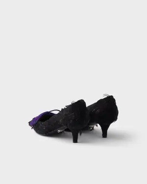 Prada Feather-embellished Satin Pumps