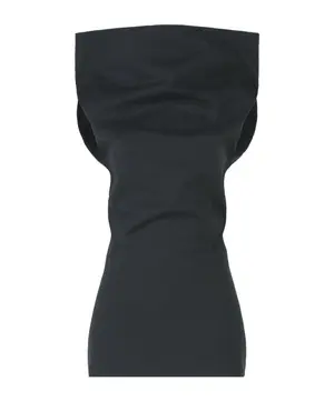 Issey Miyake Asymmetrical Mock Neck Top With Back Zip - Dark Blue