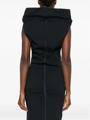 Issey Miyake Asymmetrical Mock Neck Top With Back Zip - Dark Blue